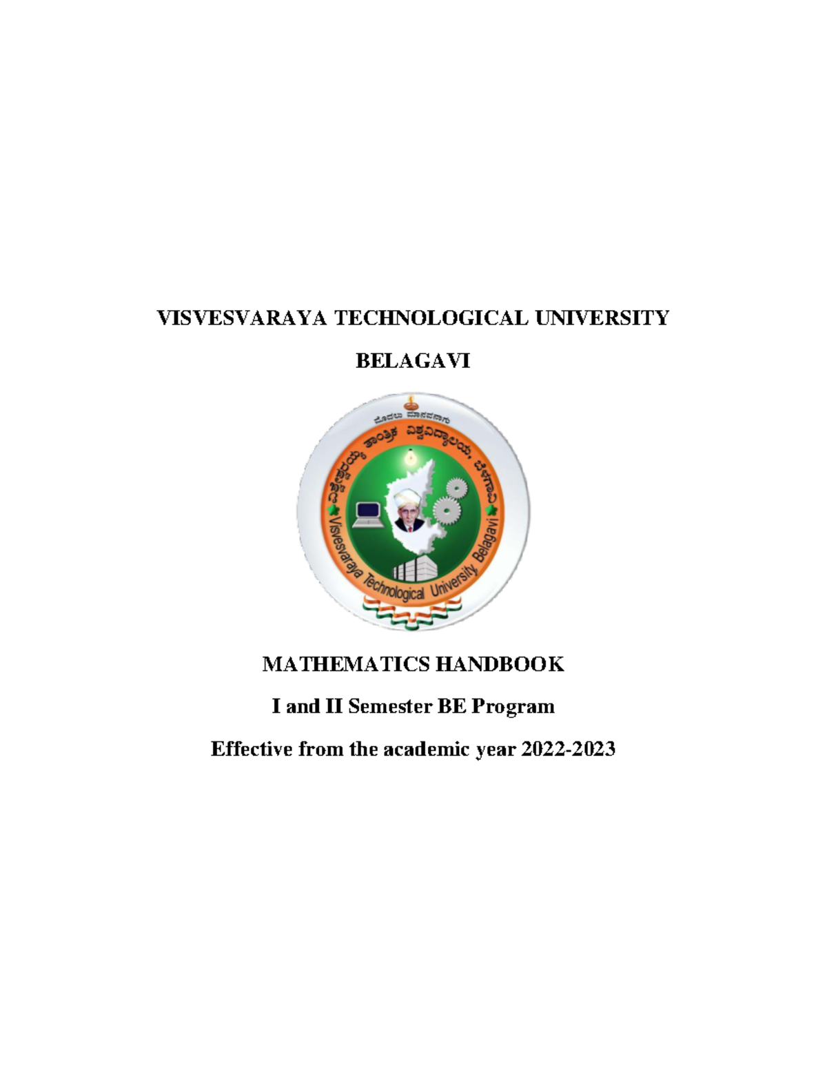 VTU Belagavi Mathematics Handbook for BE I & II Semesters - Studocu
