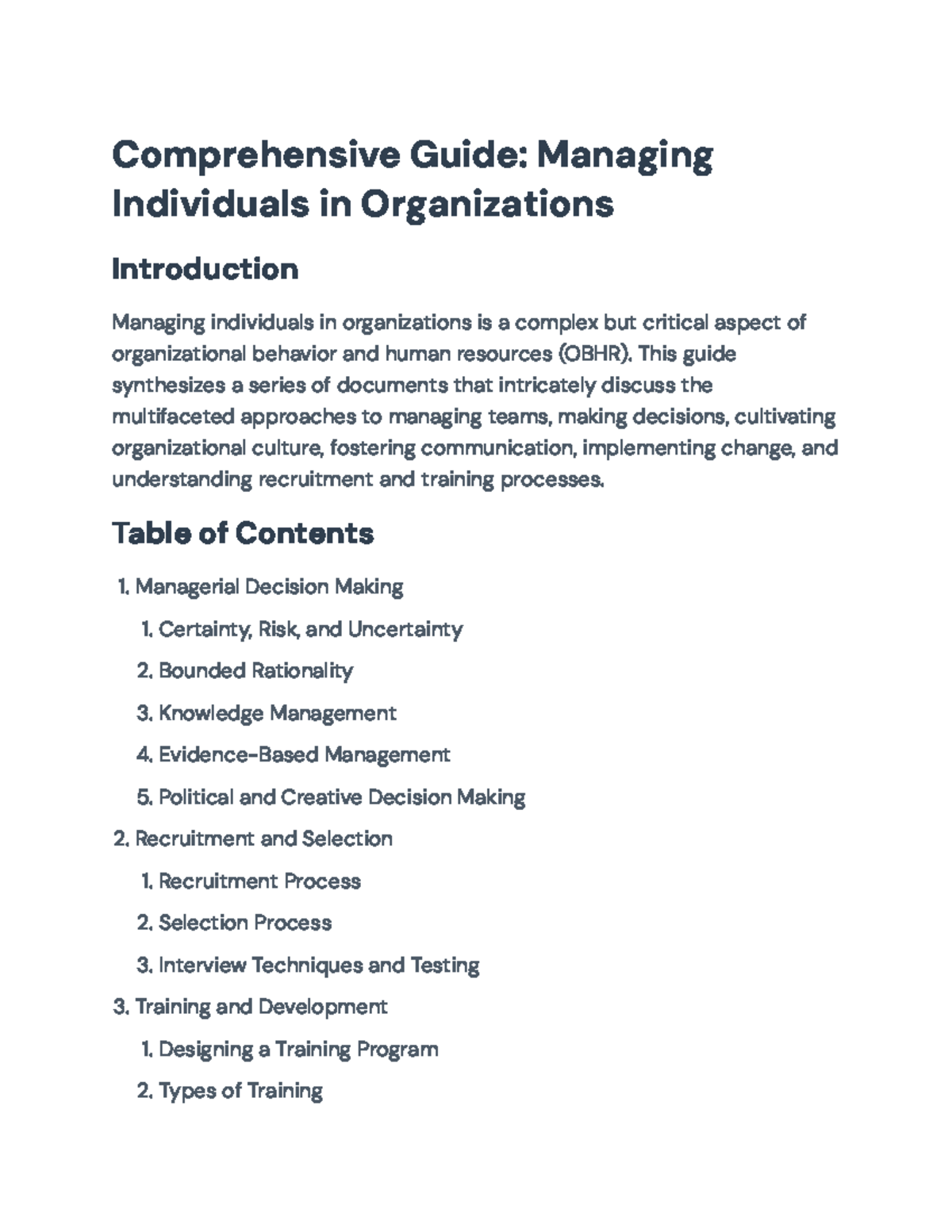 Managing Individuals in Organizations: Comprehensive Guide (OBHR ...