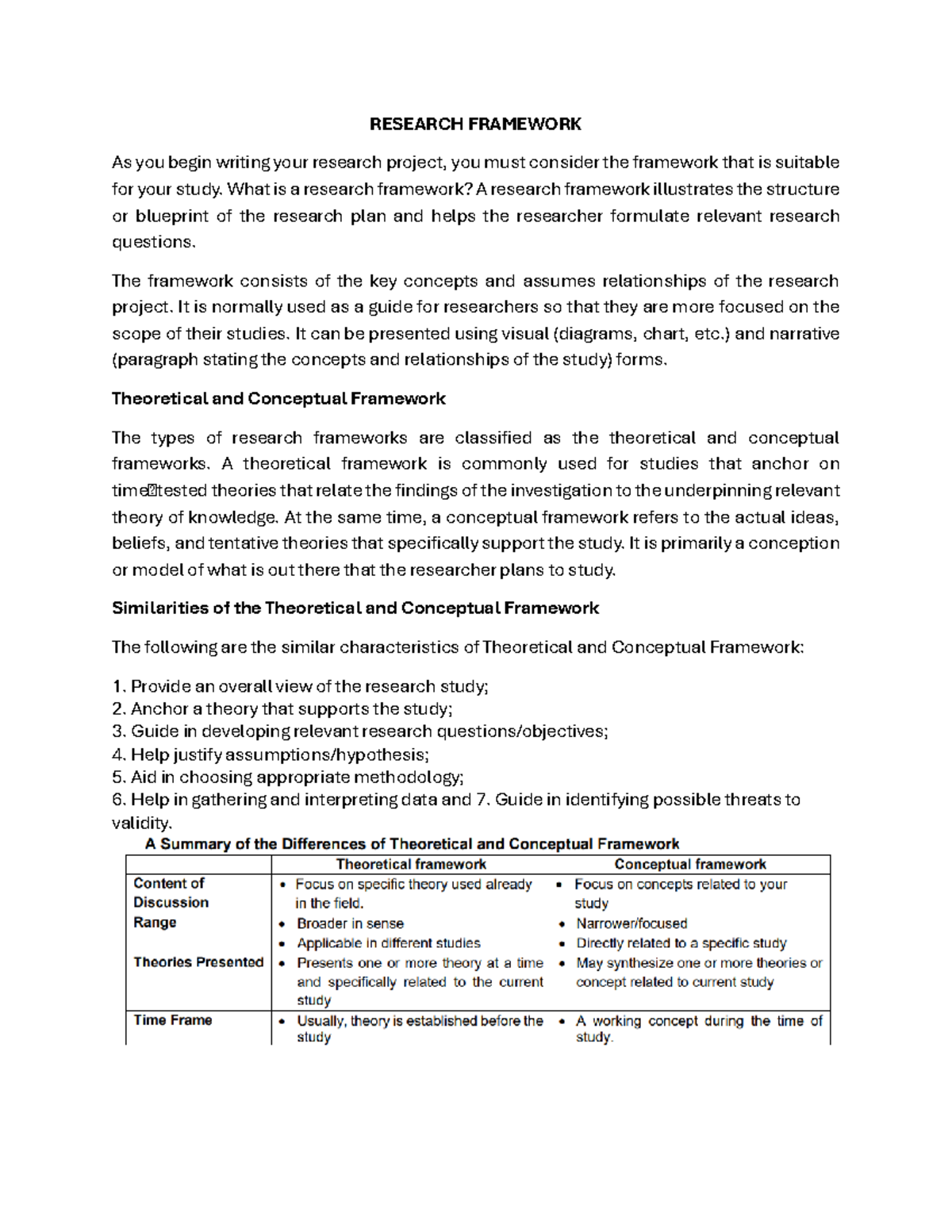 Research Framework - Lecture Notes for Effective Study Design - Studocu