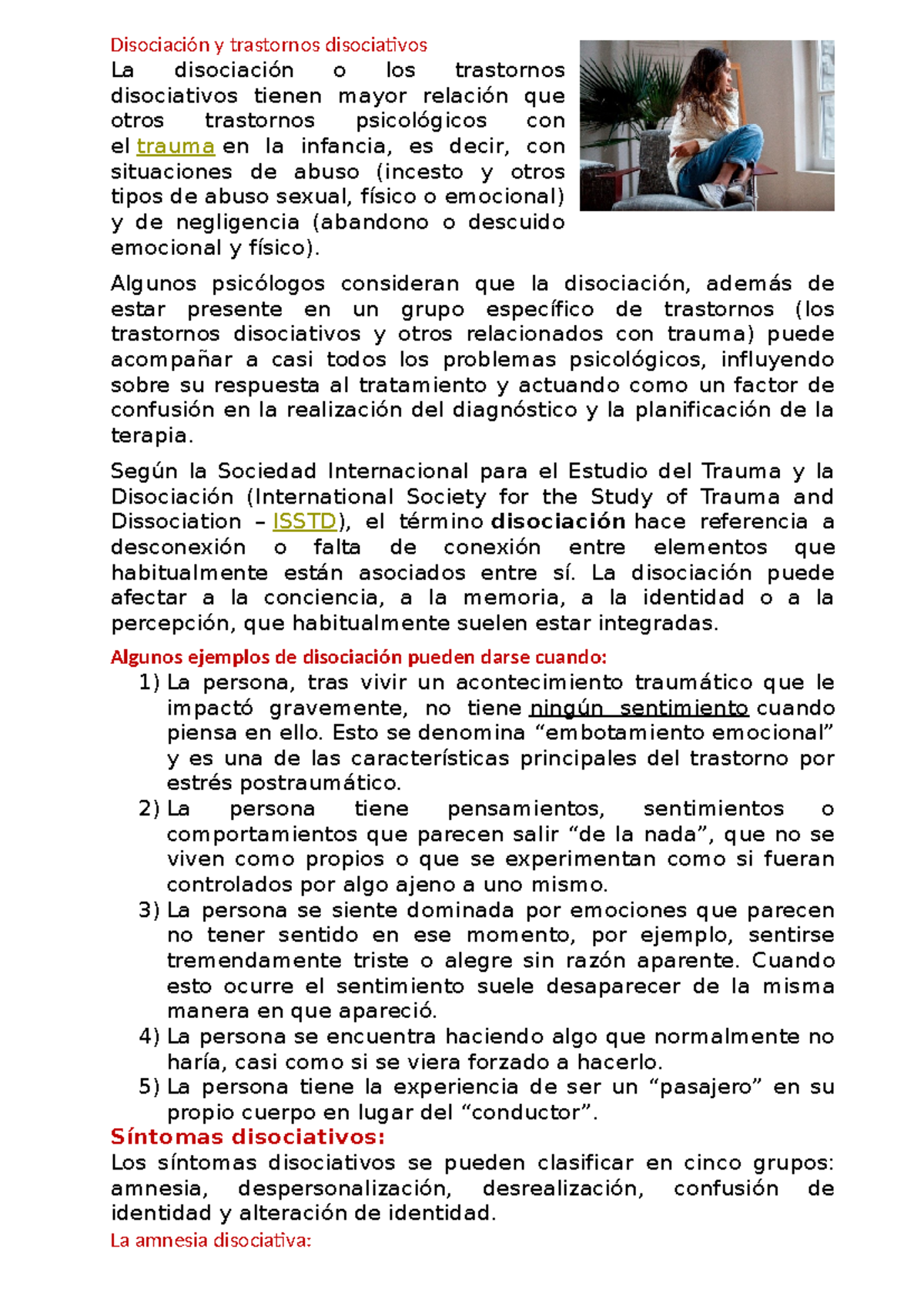 Disociación y Trastornos Disociativos: Impacto del Trauma Infantil ...