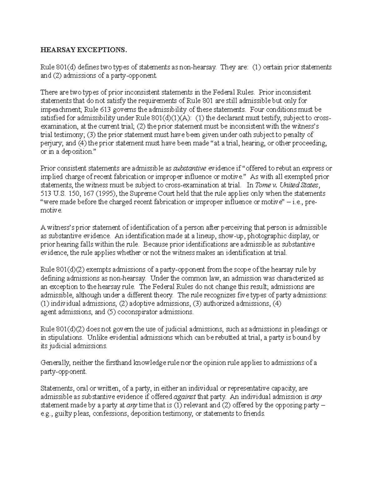 Hearsay Exceptions: Understanding Rule 801(d) & Related Provisions ...