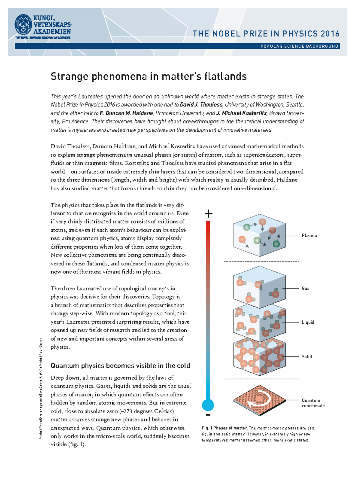 Nobel Prize in Physics 2016: Topological Phases & Flatland Discoveries ...