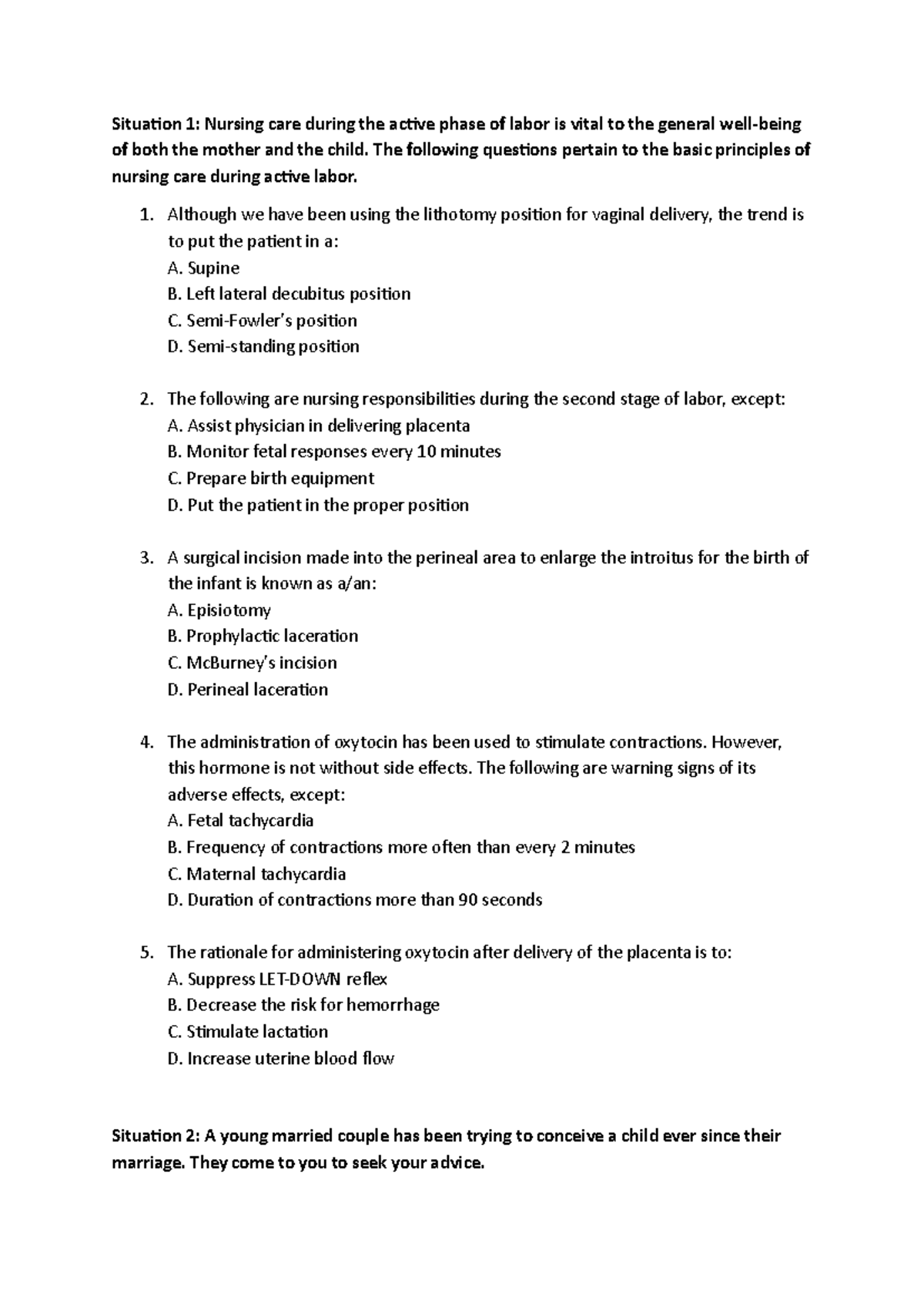 Nursing Care Principles During Active Labor and Infertility Issues ...