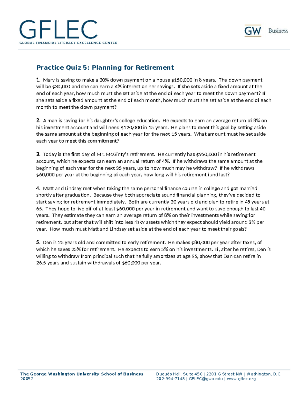 Lecture 5 Practice Quiz: Retirement Planning Strategies - Studocu