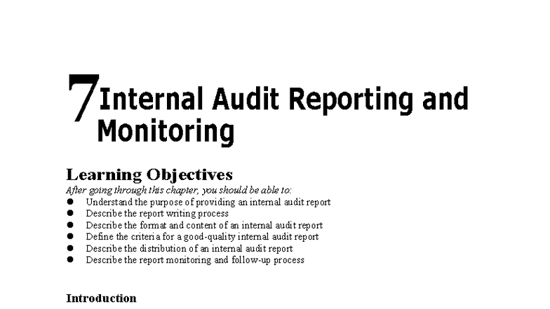 Chapter 7: Internal Audit Reporting & Monitoring (Module) Insights ...