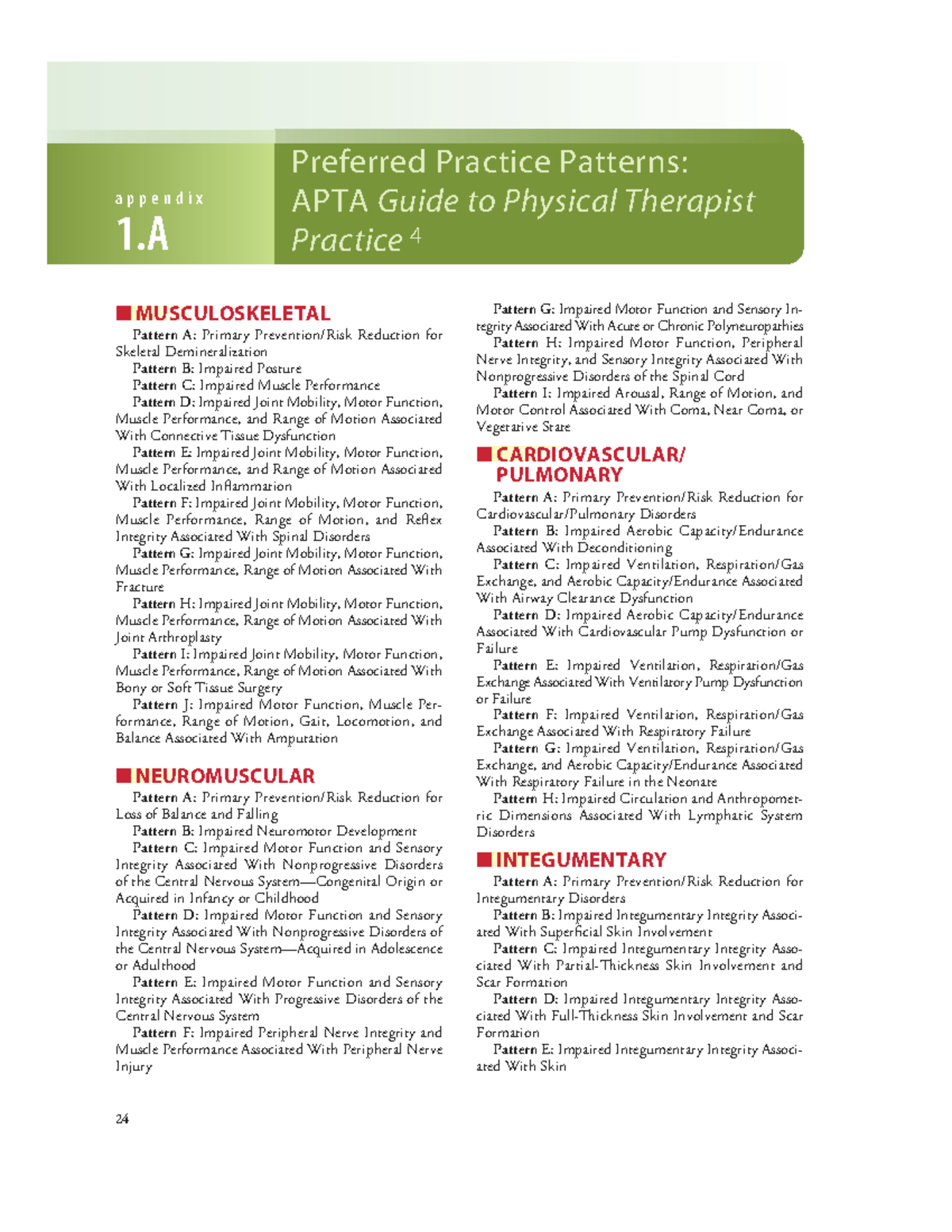 APTA Guide to Physical Therapist Practice 4: Preferred Practice ...