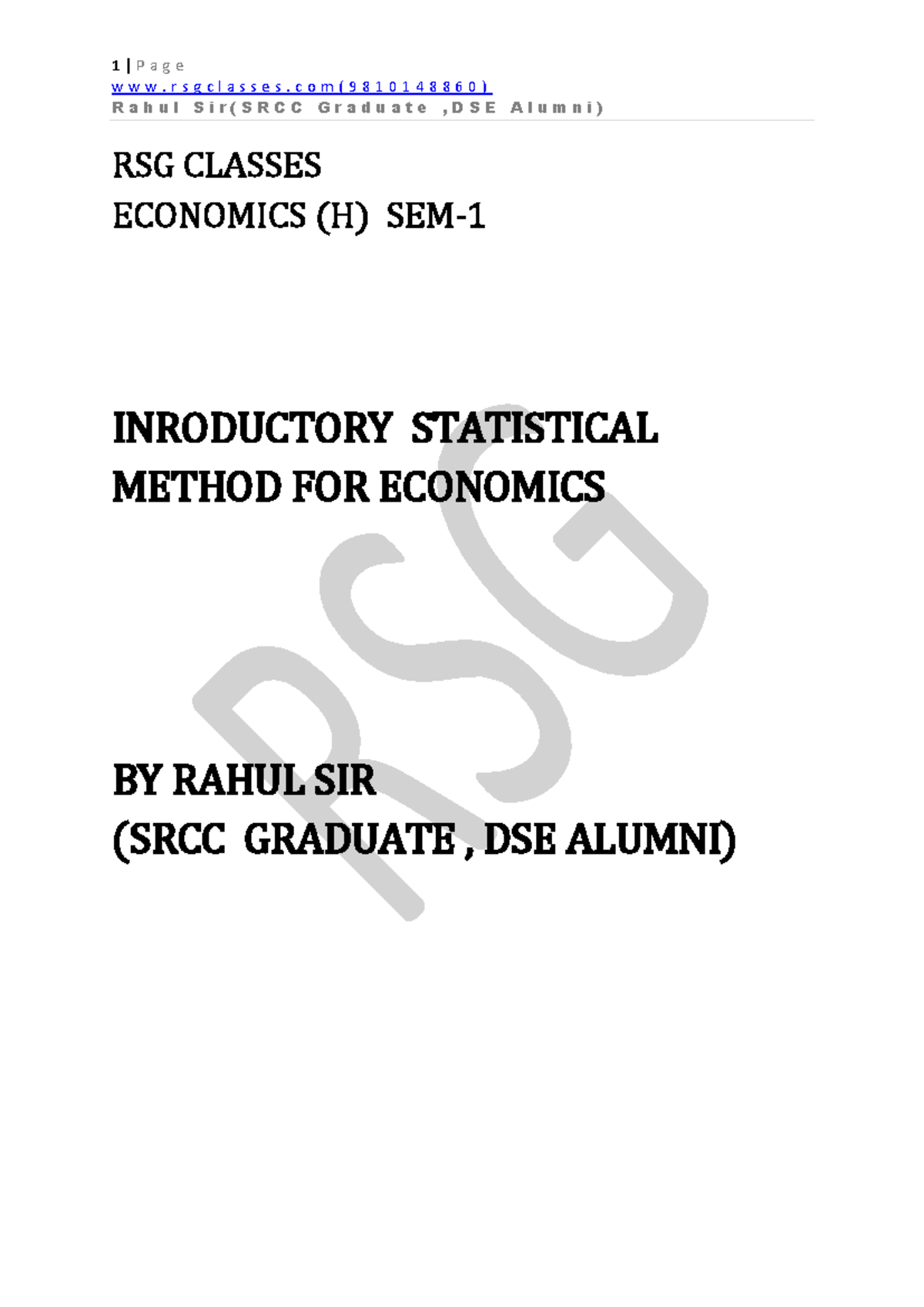 **New Title:** B.A. Eco (H) Introductory Statistical Methods for Economics - - Studocu