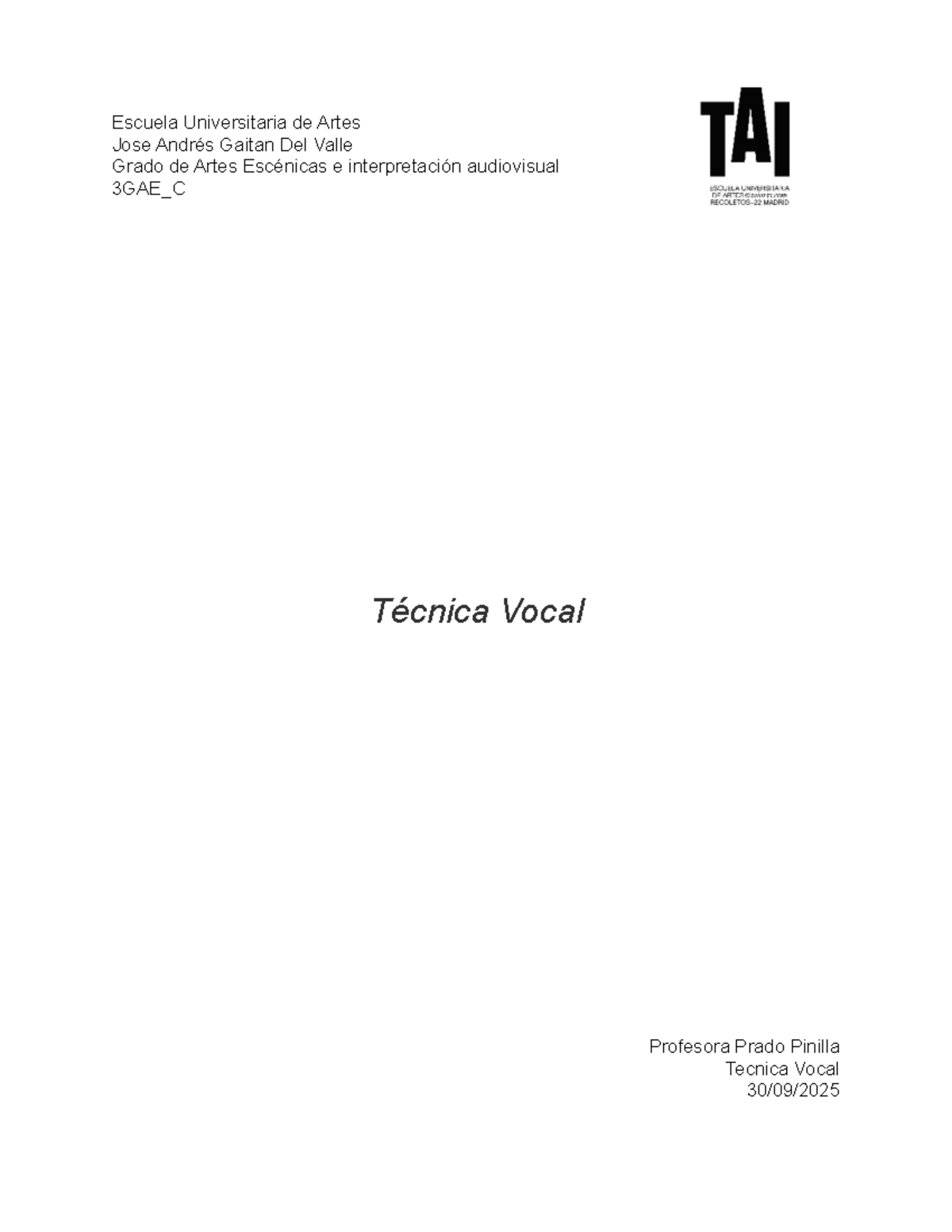 Calentamiento Vocal II - 3GAE_C Técnica Vocal con Profesora Prado - Studocu