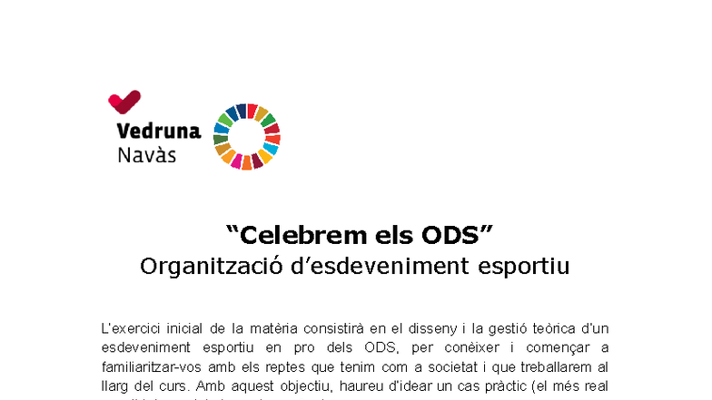 Treball 1 ODS: Disseny i Gestió d'Esdeveniments Esportius - Studocu