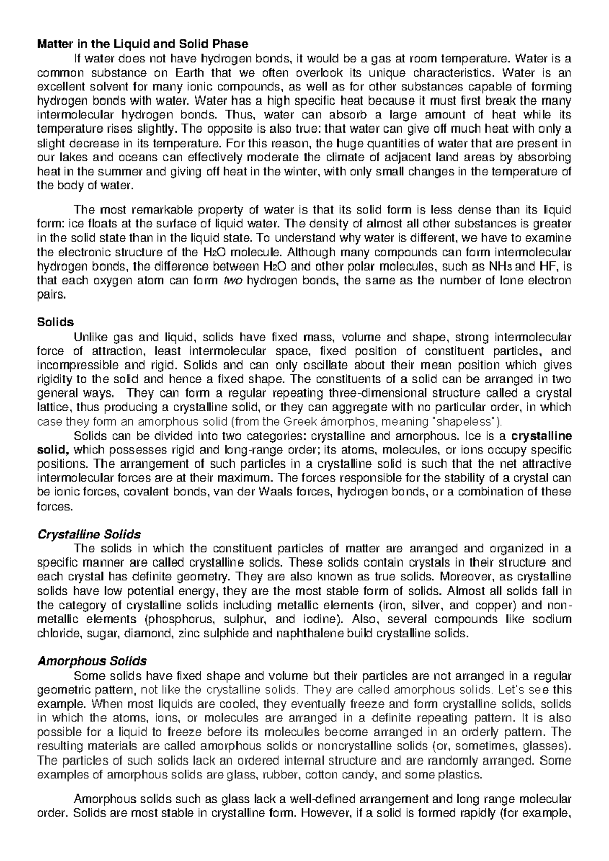 GC2 Final Exam Notes: Matter in Liquid and Solid Phases - Studocu