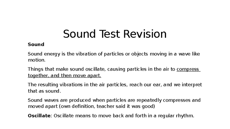 Sound and Light Physics Notes (Year 9) - Revision Guide - Studocu