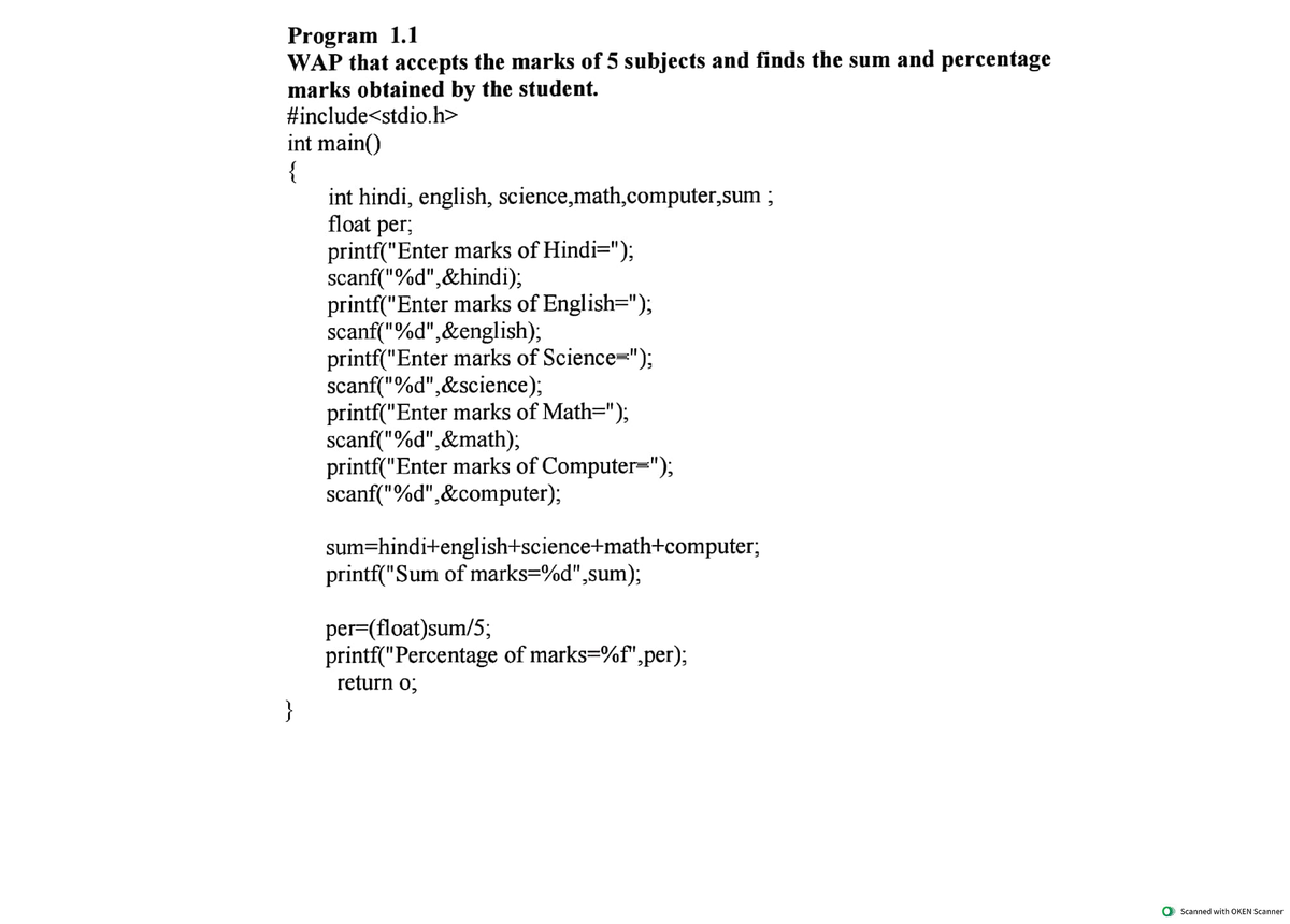 CSE101 Lab Programs - WAPs, Calculations, and Array Operations Notes ...