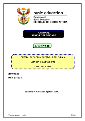 Grade 8 Sepedi FAL TERM 1-4 ATP 2021-2023 - PEAKANYO YA GO RUTA YE E ...
