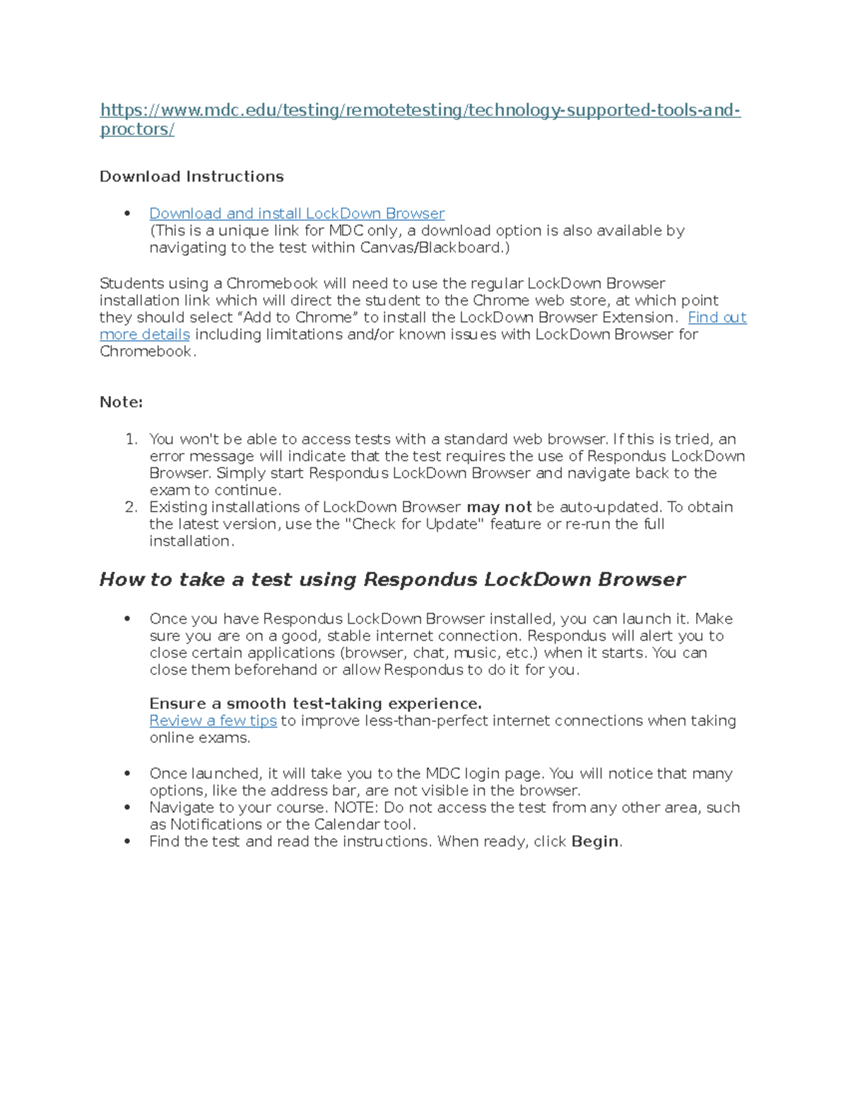 MDC Tips for Using Respondus LockDown Browser for Exams - Studocu