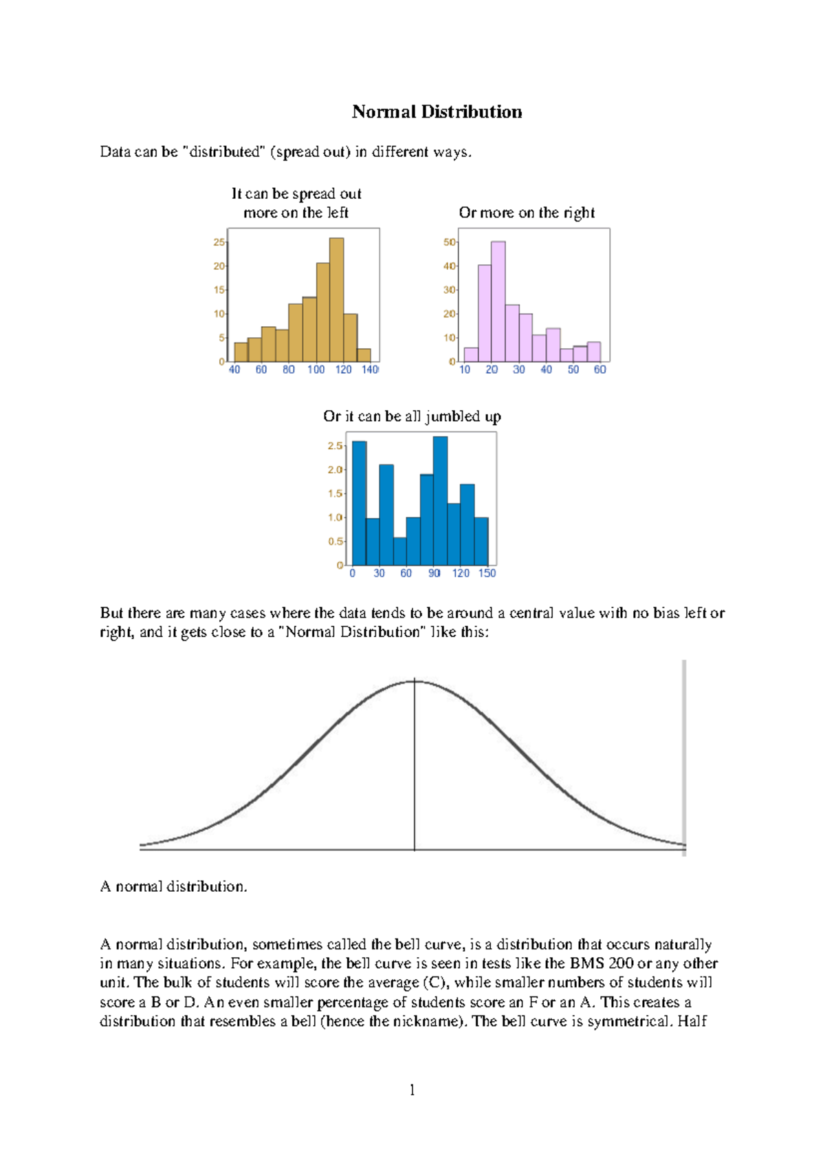 Normal Distribution: Estimation & Hypothesis Testing Notes (BMS 200 ...