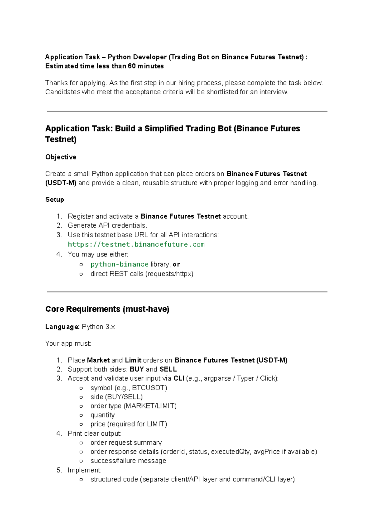 Python Developer Intern Assignment: Trading Bot on Binance Futures ...