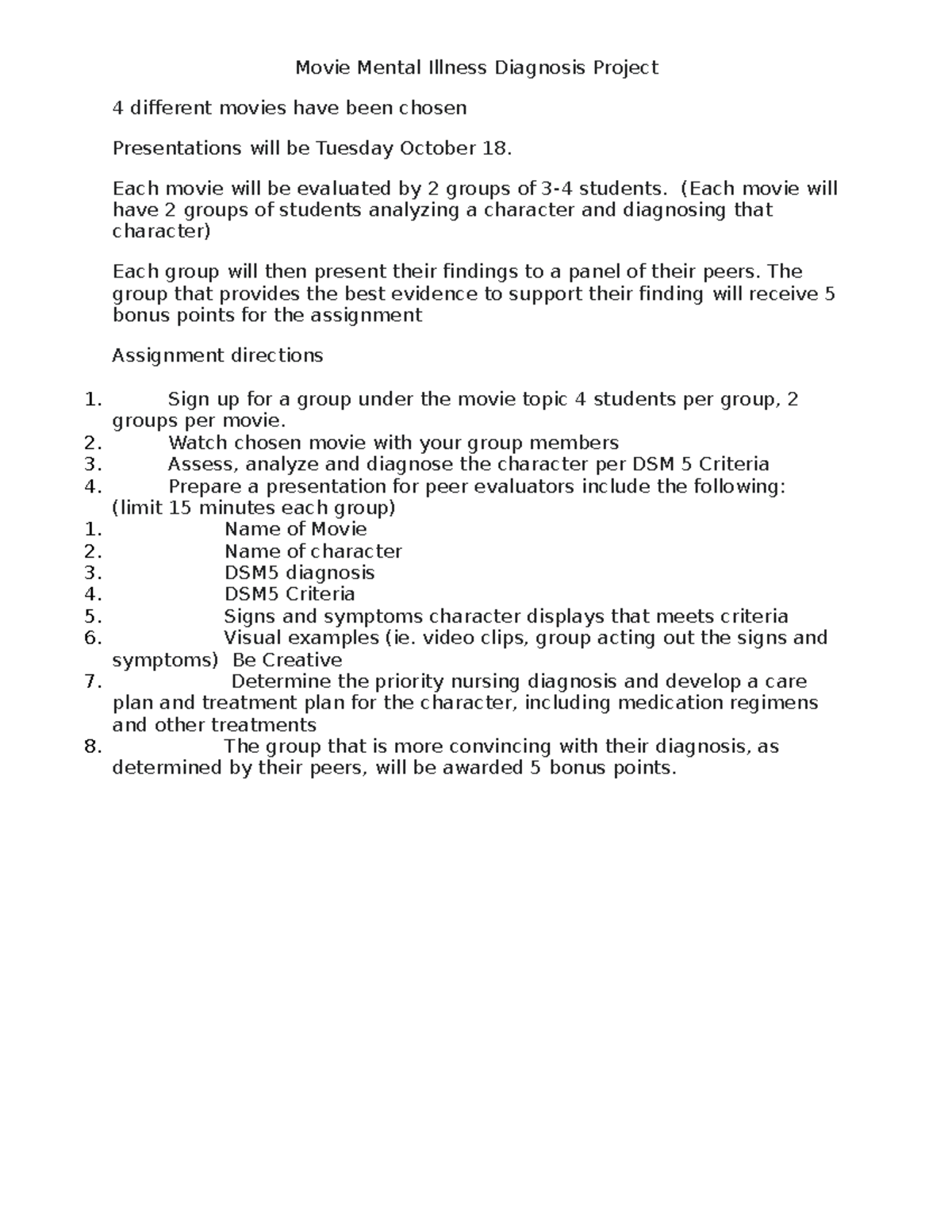 Movie Mental Illness Diagnosis Project - Each movie will be evaluated ...