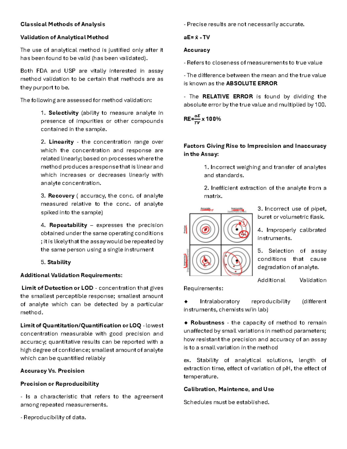 CHEM 3 - Classical Methods of Analysis & Method Validation Notes - Studocu