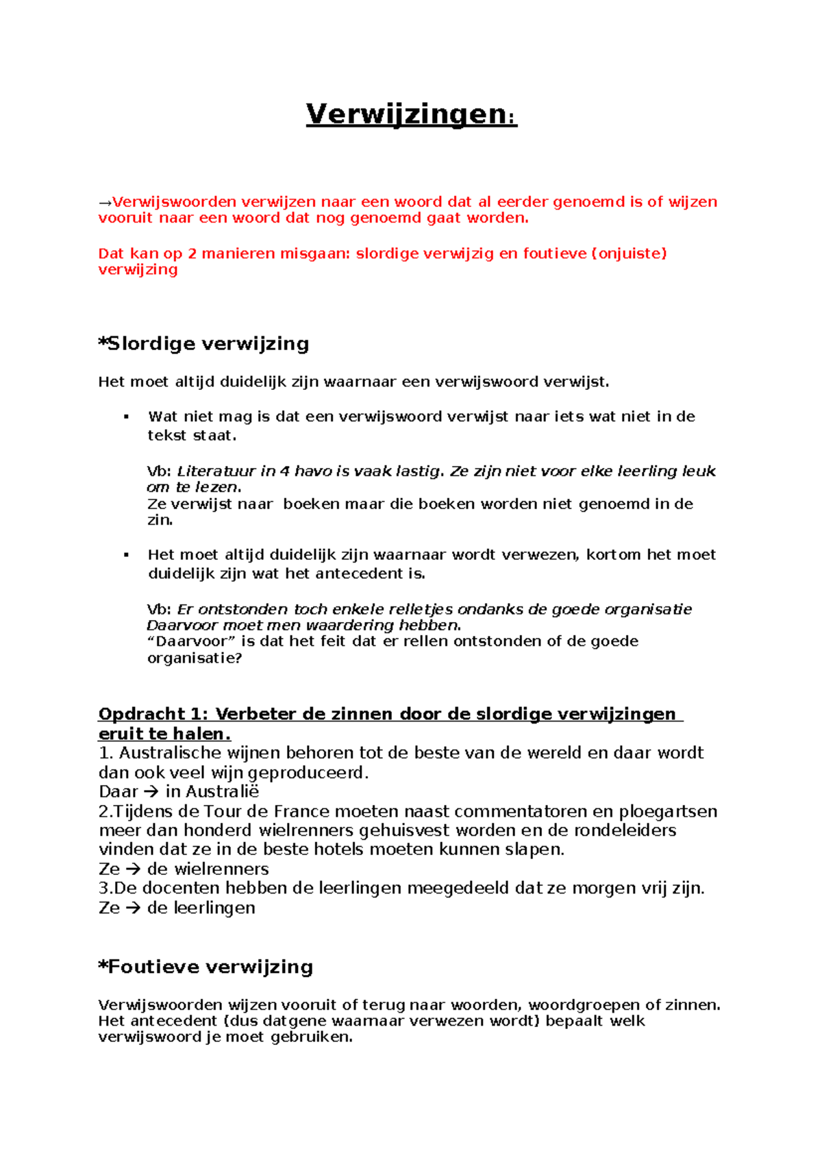 Verwijzingen en Foutieve Verwijswoorden: Verbeteroefeningen voor 4 Havo ...