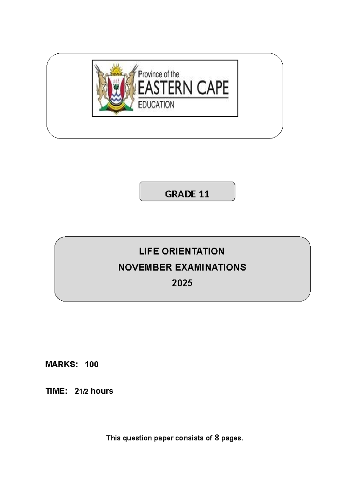 LO GRADE 11 NOVEMBER EXAM 2025 QUESTION PAPER - Studocu