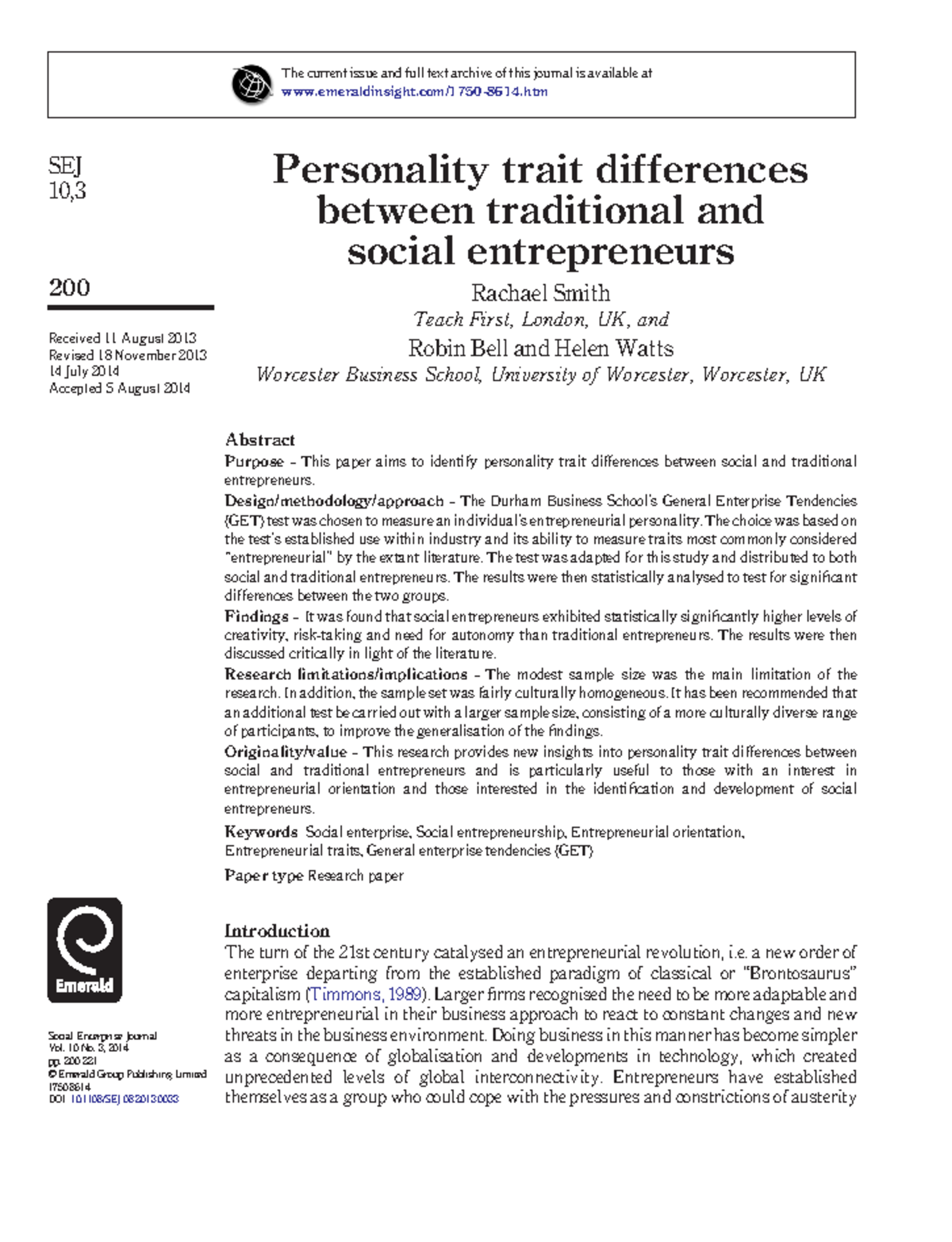 10-1108 SEJ-08-2013-0033 - Personality trait differences between ...