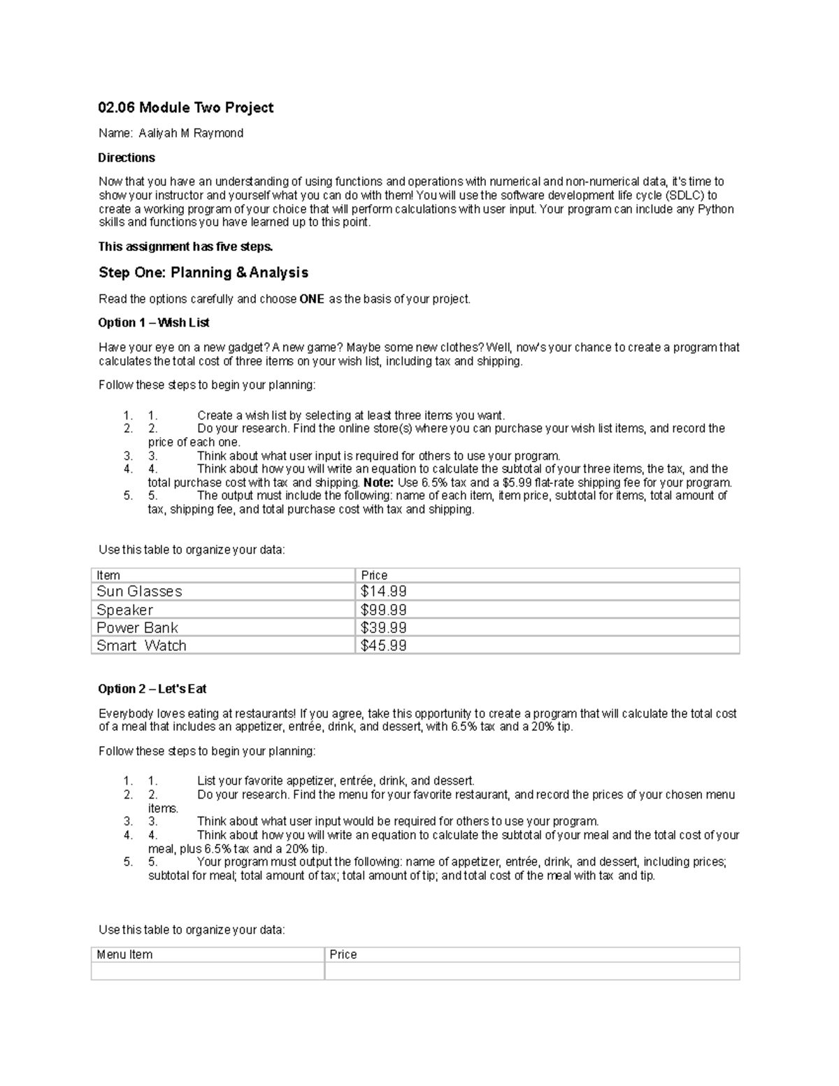 02.06 Module Two Project: SDLC Programming Assignment Overview - Studocu