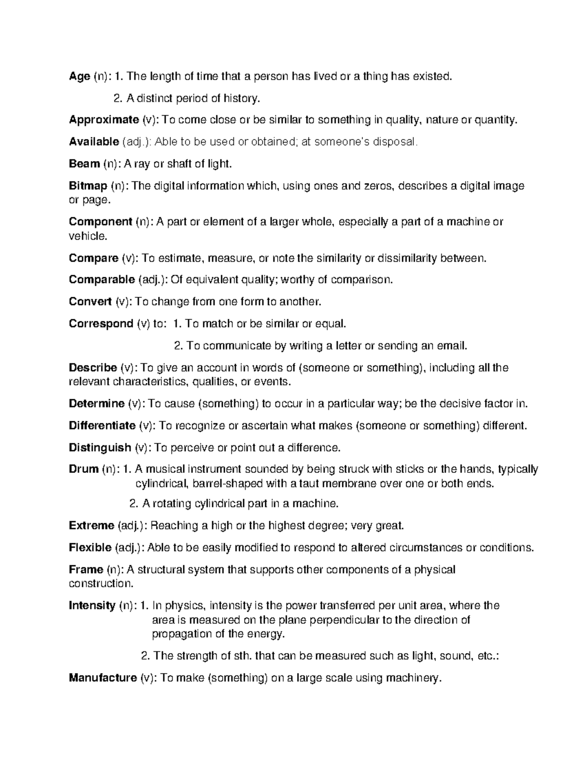 Terminology Glossary for 3 PT - UTE Course - Studocu