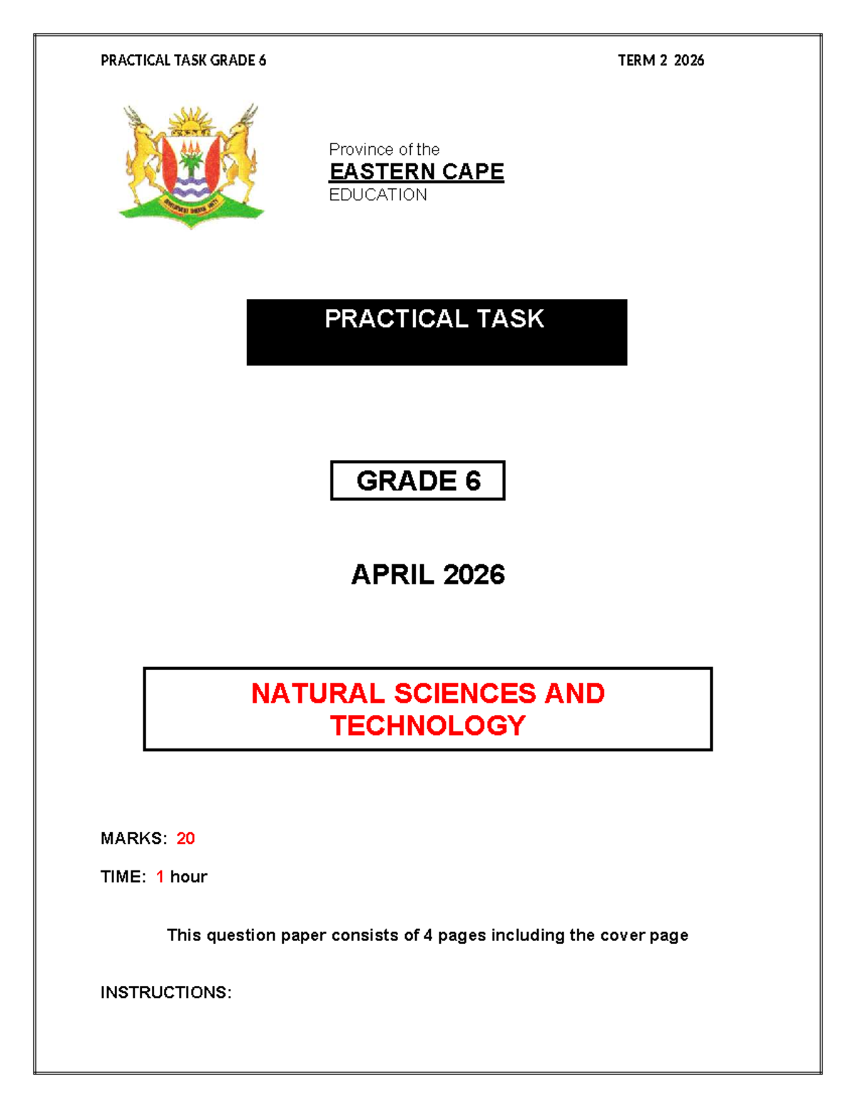 Practical Task: Grade 6 Natural Sciences & Technology Term 2 2026 - Studocu
