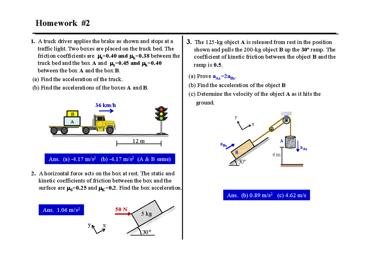 Physics Homework 1: Truck Acceleration and Friction Analysis - Studocu
