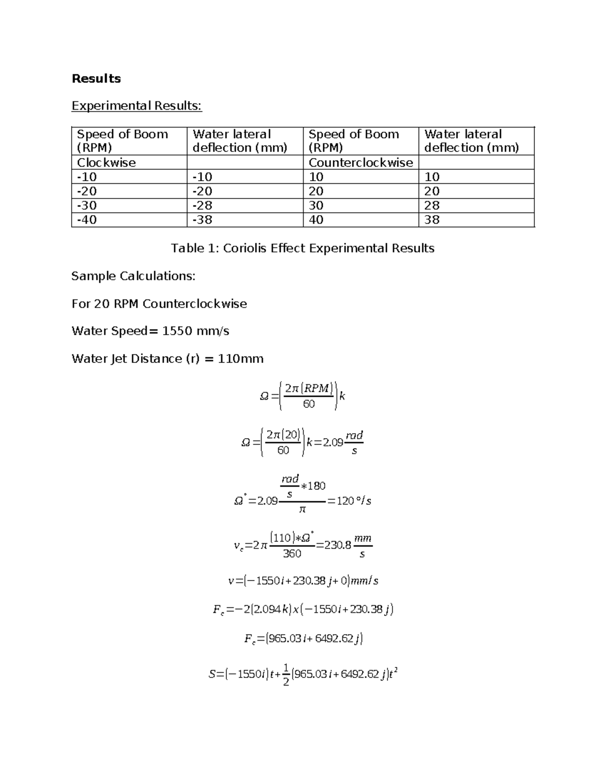 Mech 343 - Lab Report 7: Coriolis Effect Observations and Results - Studocu