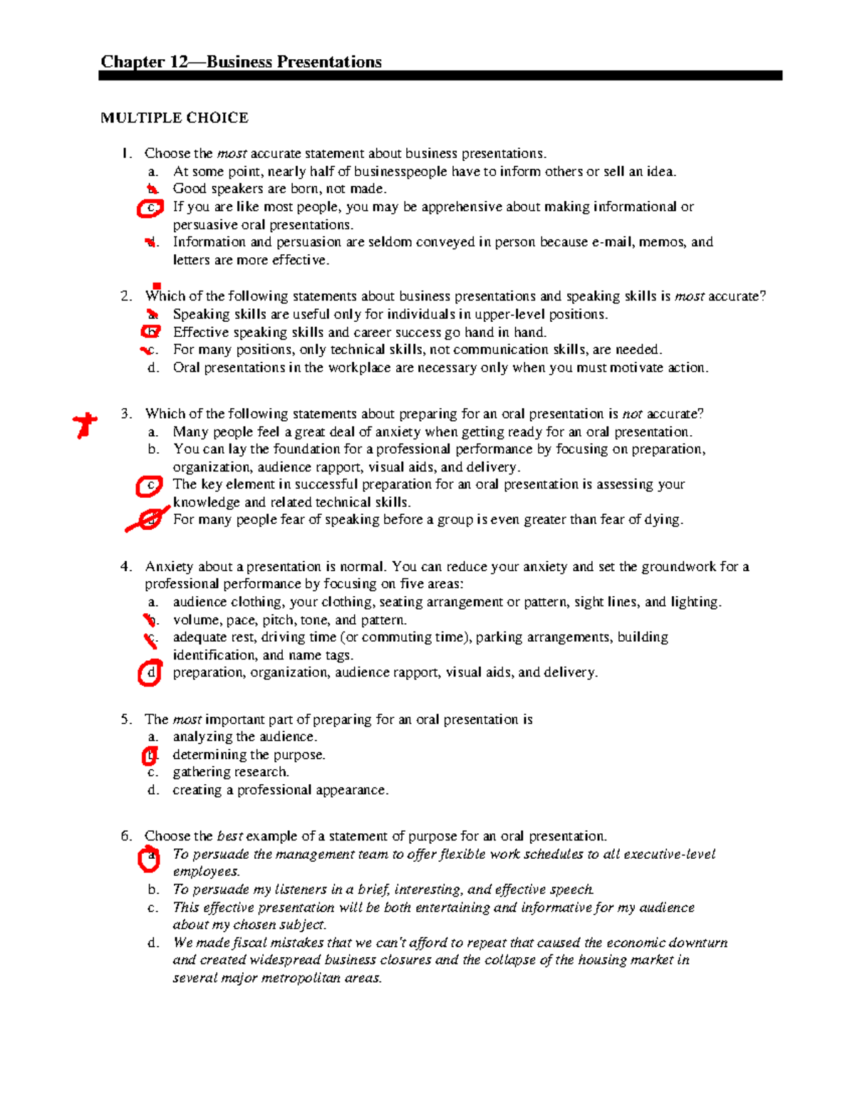 Chapter 12 Revision Questions: Business Presentations and Speaking ...