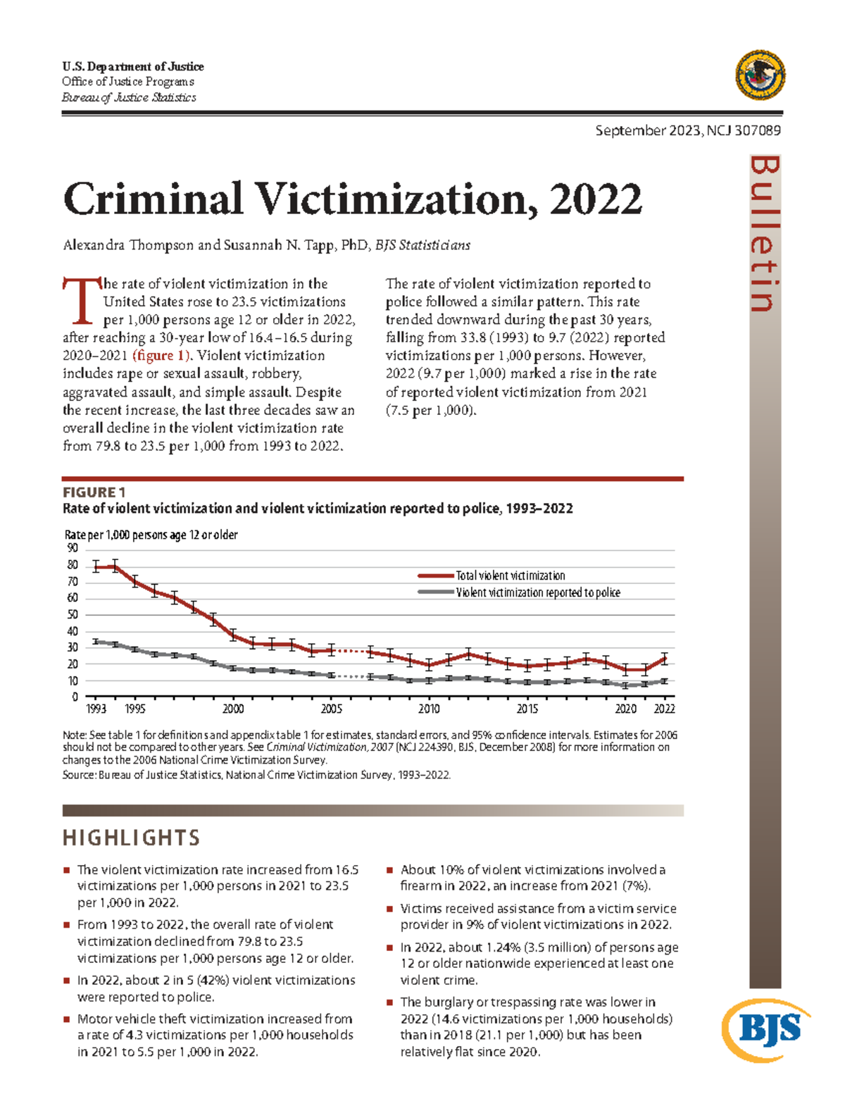 Criminal Victimization Report 2022: Analysis and Findings from NCVS - U ...