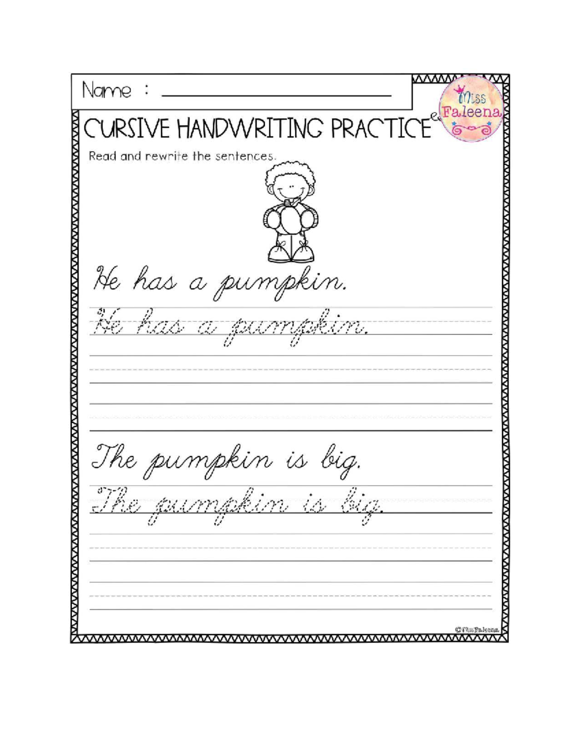 Miss Faleena's Cursive Handwriting Practice - Grade G Lecture - Studocu