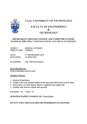 VUT - Digital Systems 1 - Studocu