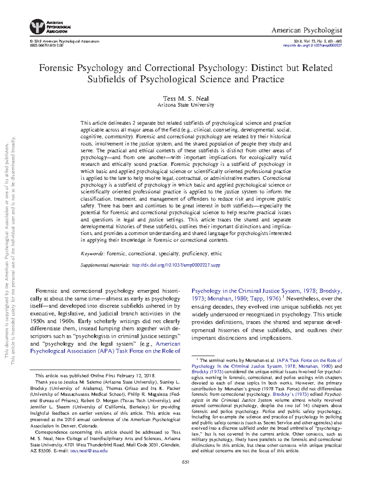 Forensic and Correctional Psychology: Distinctions and Insights (PSY ...