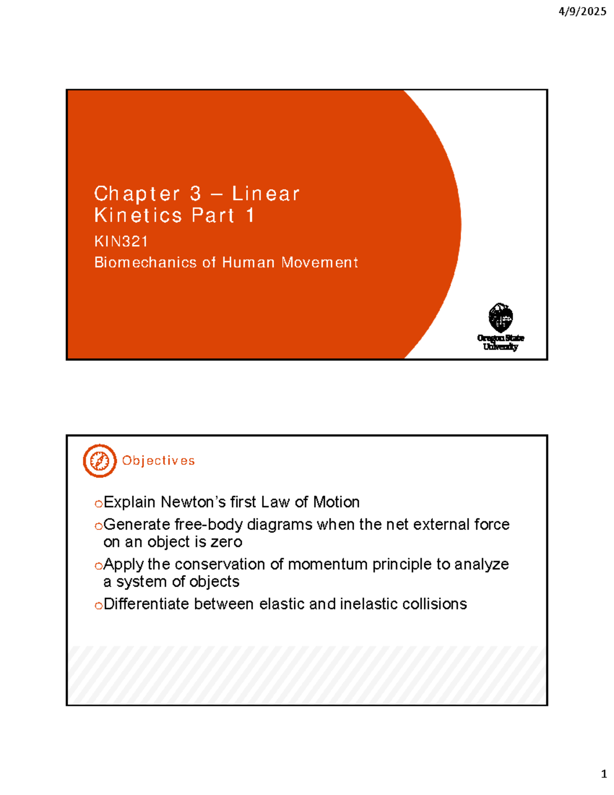 Chapter 3 - Linear Kinetics and Collisions Analysis (KIN321) - Chapter ...