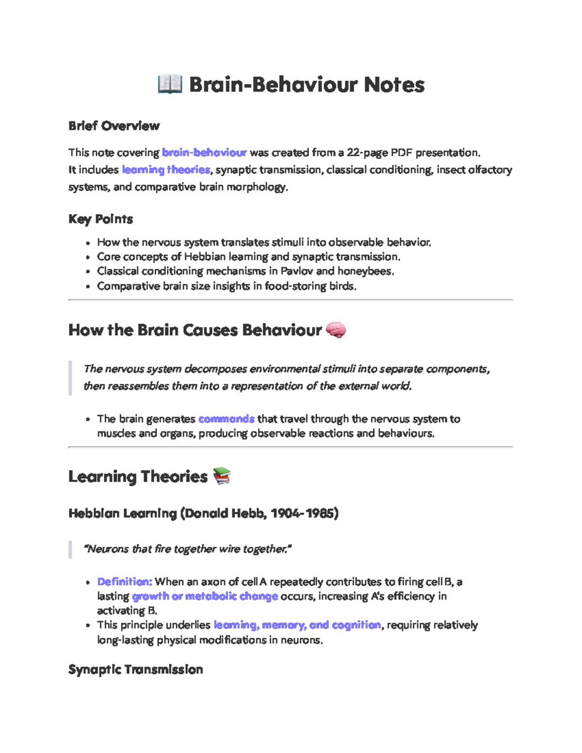 Bio 3436F Week 12 Lecture 2: Learning Theories & Brain Behavior ...