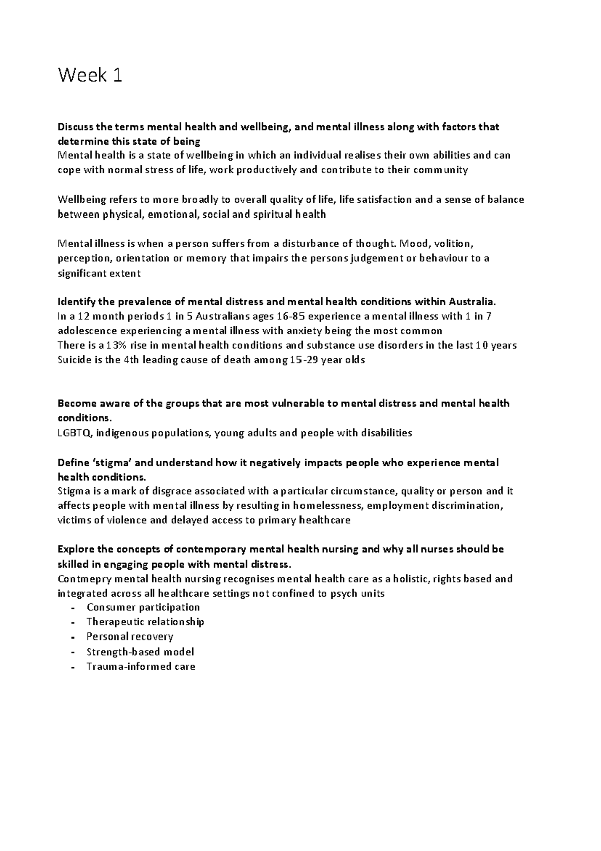 Week 1: Understanding Mental Health, Wellbeing, and Illness Factors ...