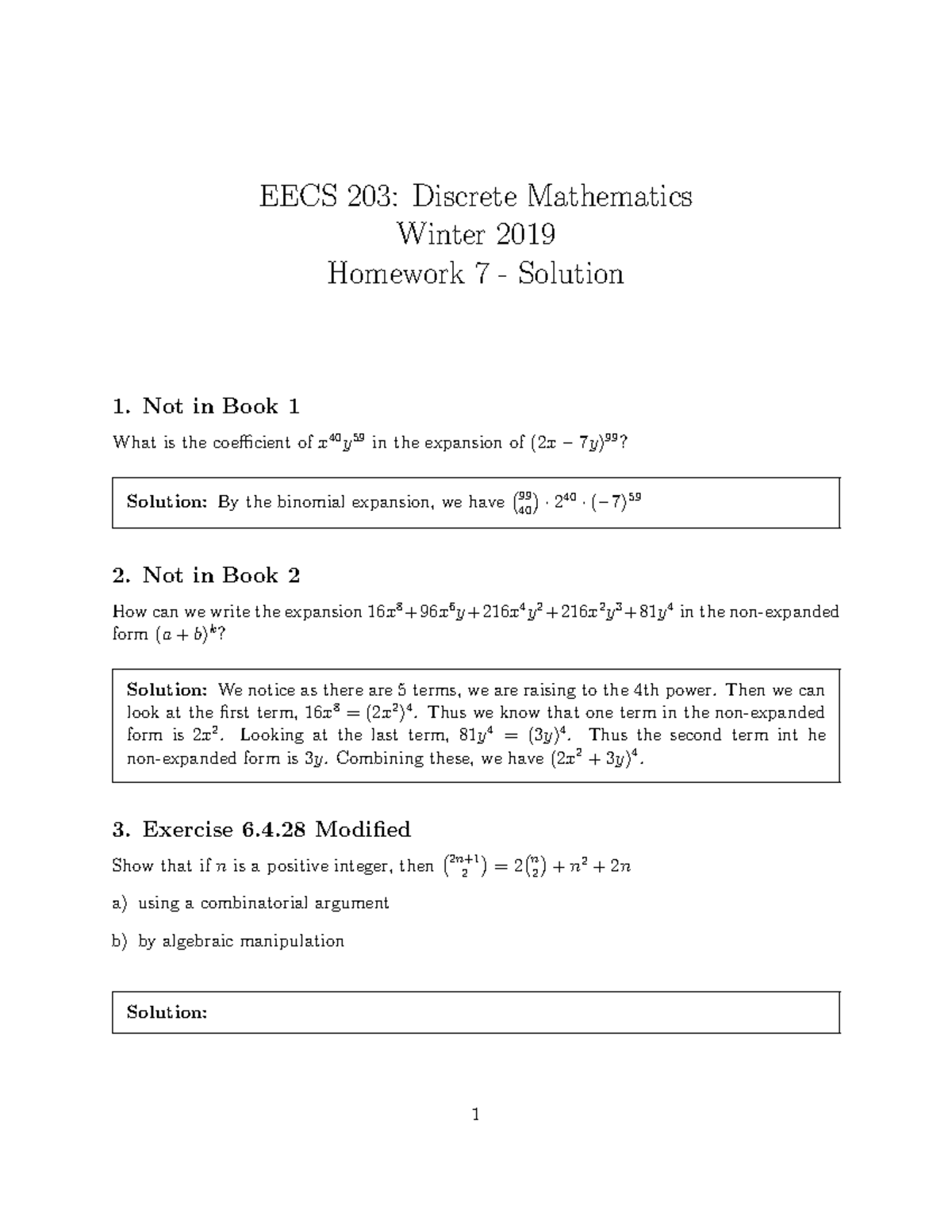 Solutions 7 - Homework answer - EECS 203: Discrete Mathematics Winter ...