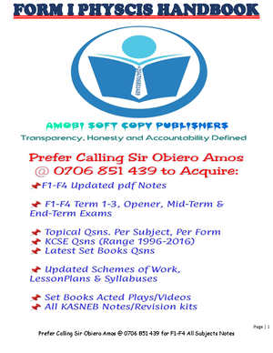 Physics Form 2 notes: Handbook with exercises and solved examples - Studocu