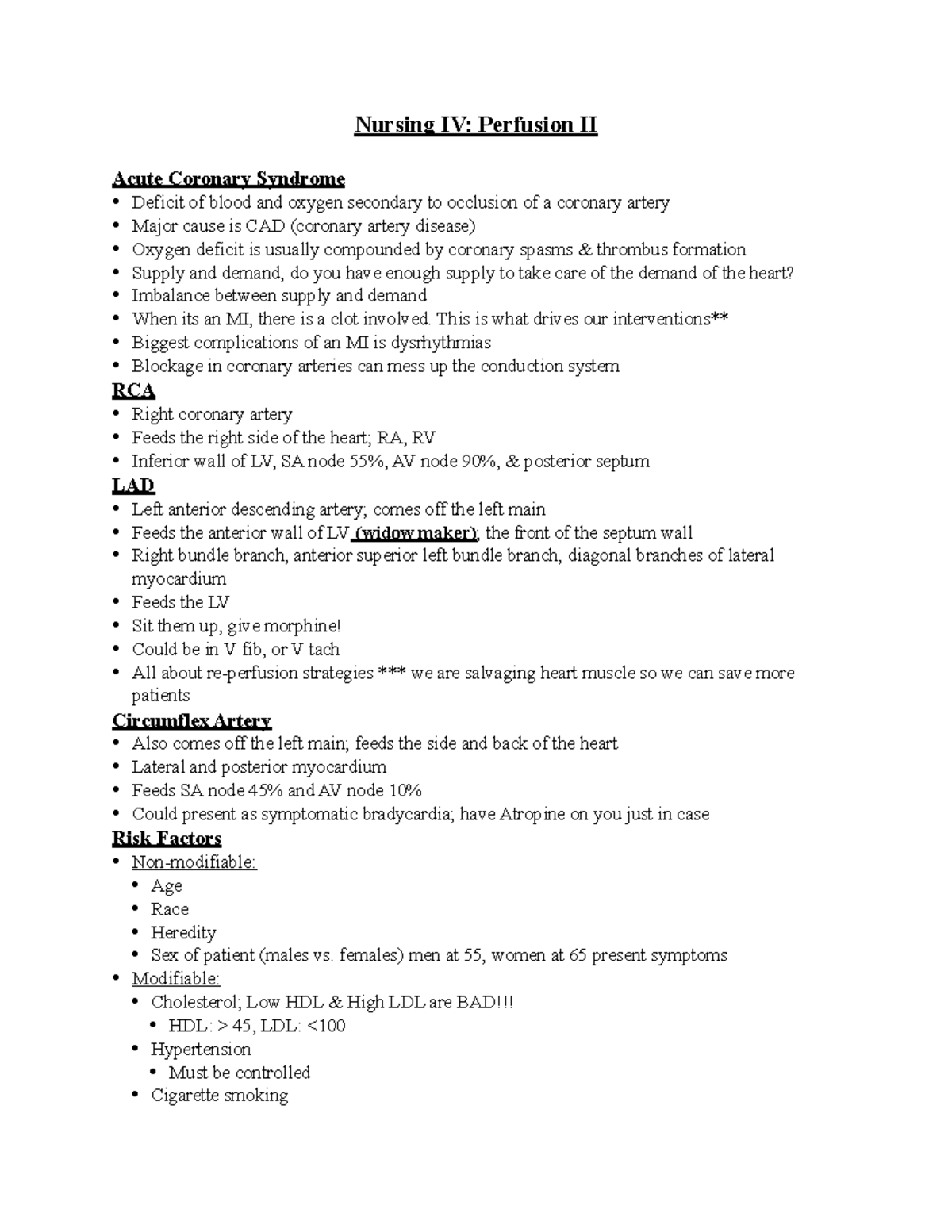 Stemi: NON Stemi (Perfusion) - Nursing IV: Perfusion II Acute Coronary ...