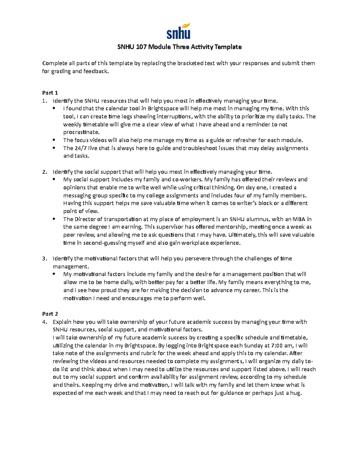 SNHU 107 Module Three Activity Template - SNHU 107 Module Three ...
