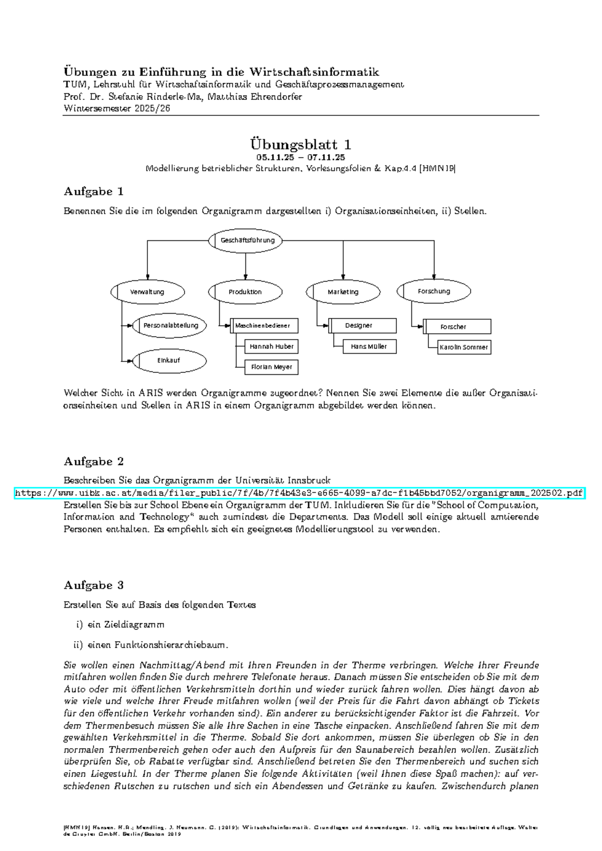 Übungsblatt: Modellierung betrieblicher Strukturen in ...