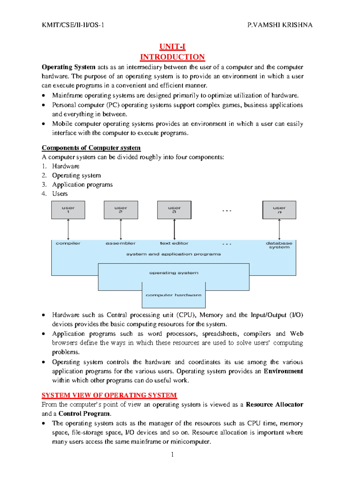Os Unit 2 Lecture Notes 2 Unit Ii Process Management Process Concept The Process Concept