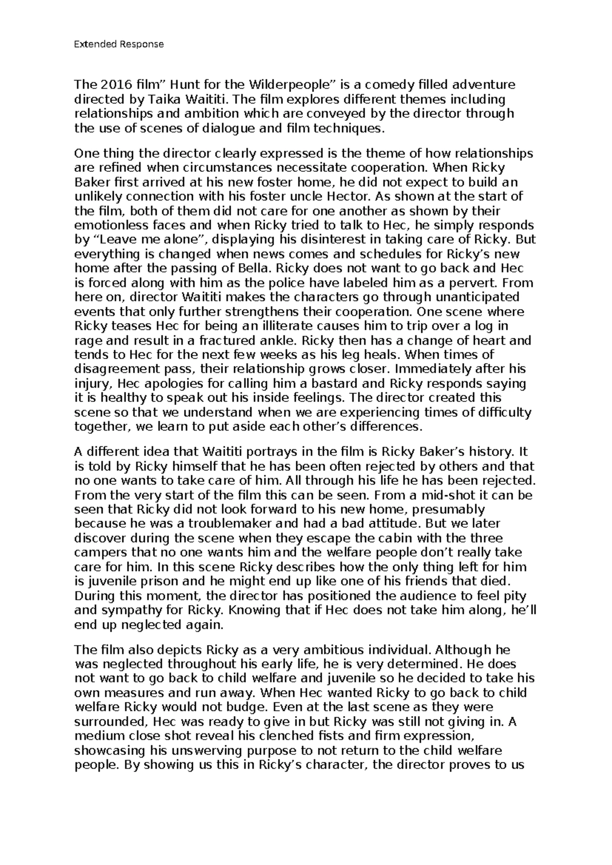 Hunt for the Wilderpeople: A Journey of Family and Survival - Studocu