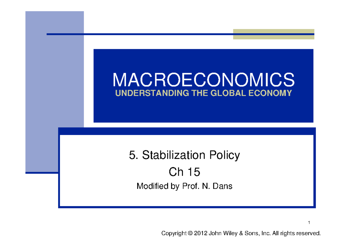 5. Stabilization Policy - 1 MACROECONOMICS UNDERSTANDING THE GLOBAL ...