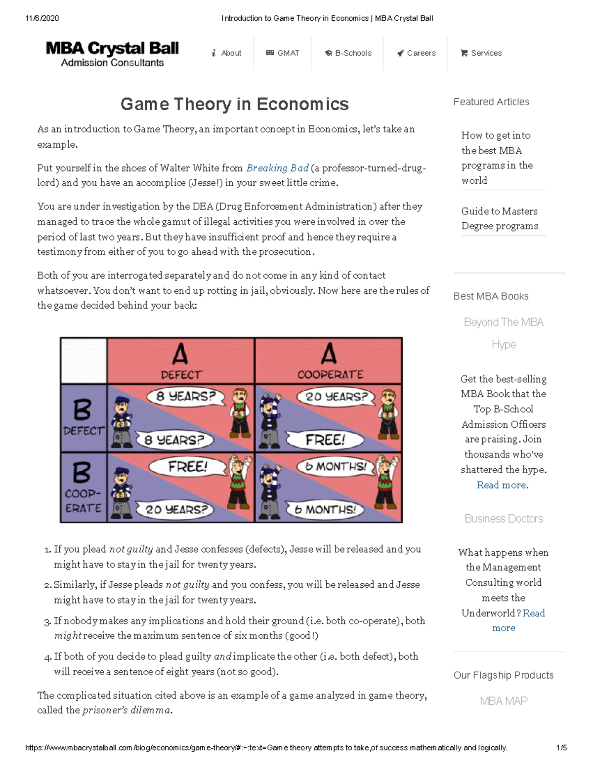 Introduction to Game Theory in Economics MBA Crystal Ball - Game Theory ...