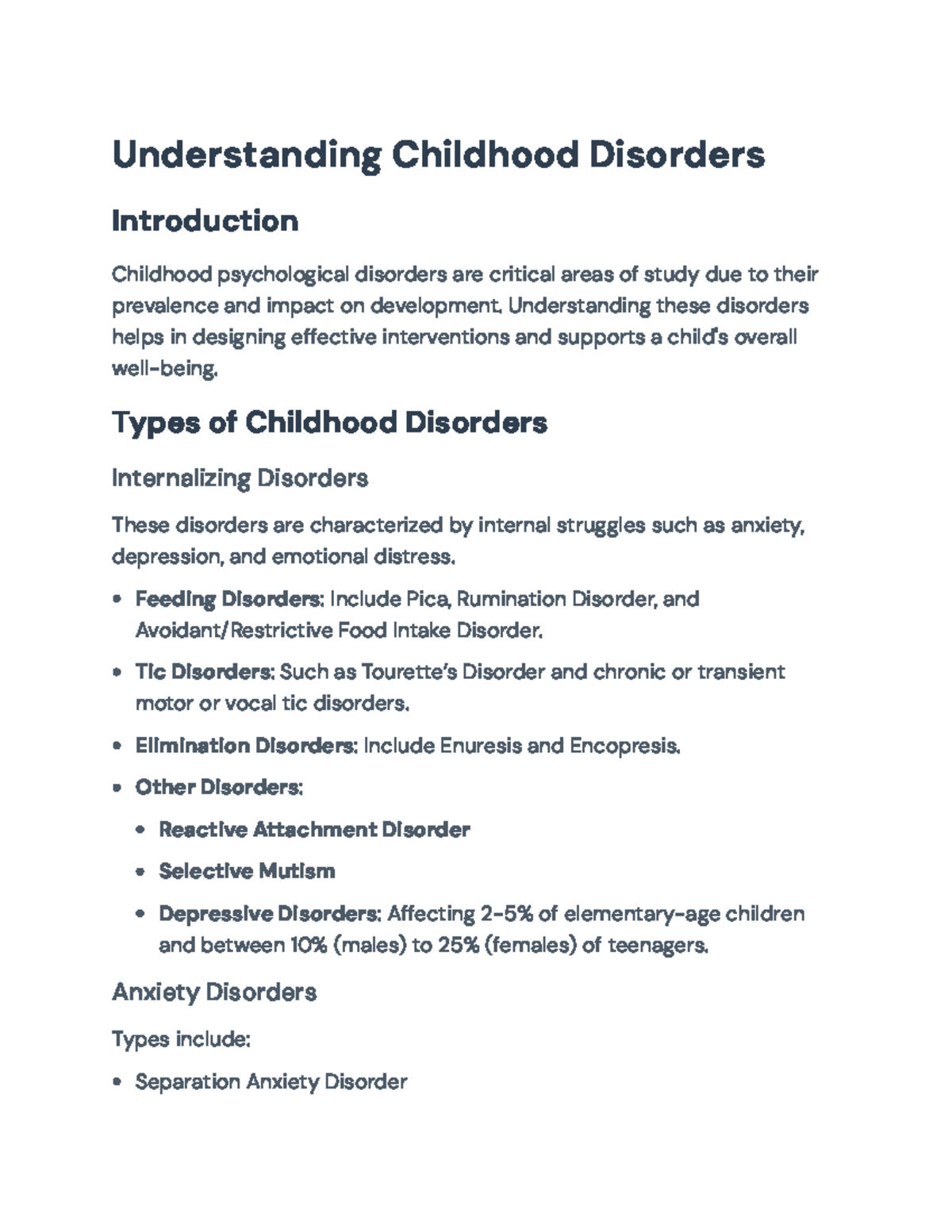 Understanding Childhood Disorders: Focus on ADHD and Interventions ...