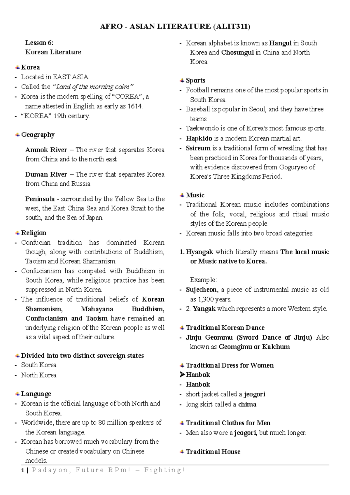 AFRO - Asian Literature - Lesson 6 (Korean Literature) - Lesson 6 ...