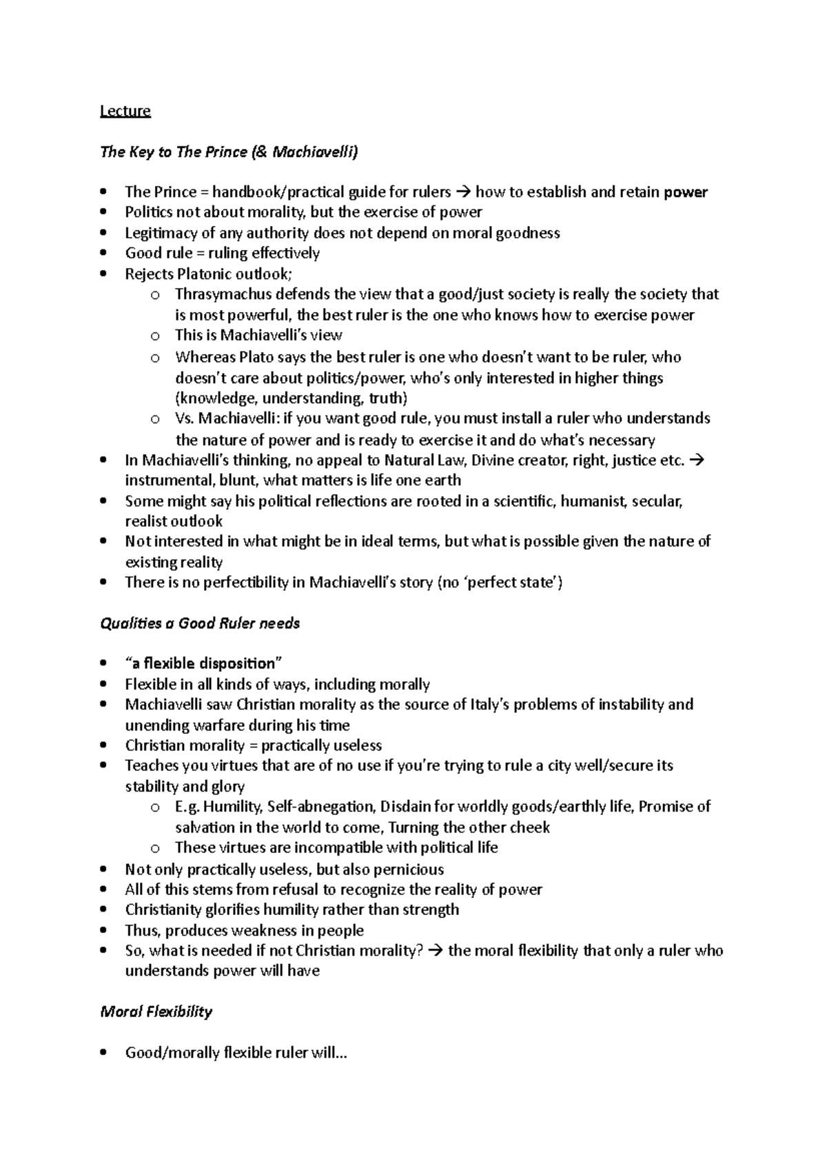 Machiavelli: Key Concepts and Realist Insights in Politics (POL101 ...